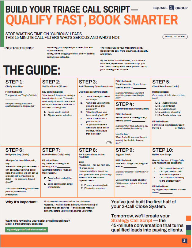 Build Your Triage Call Script - Square 1 Group