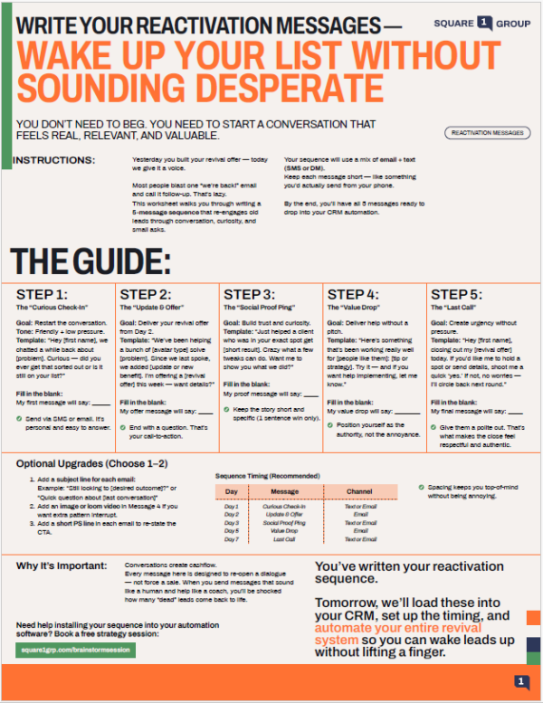 Write Your Reactivation Messages - Square 1 Group
