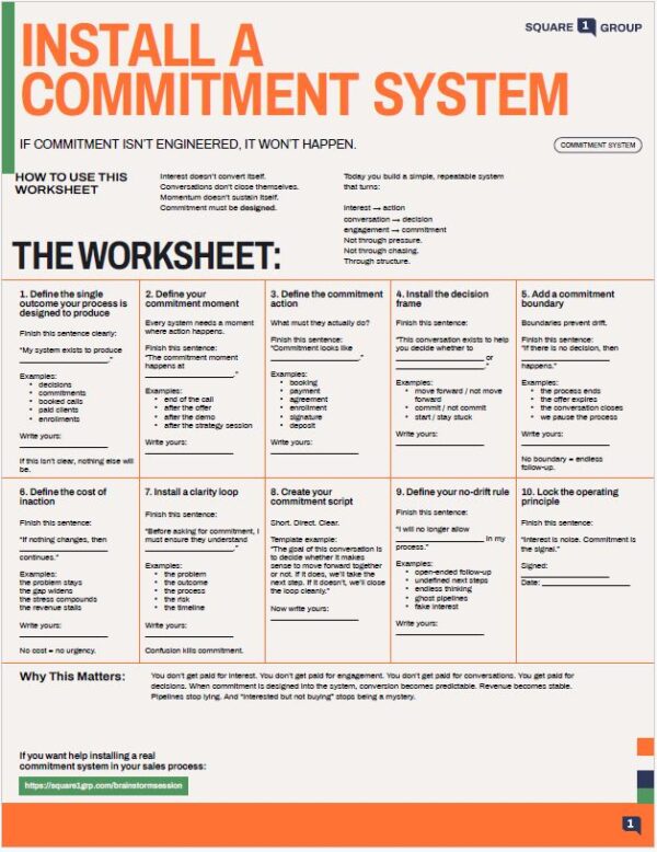 Install a Commitment System - Square 1 Group